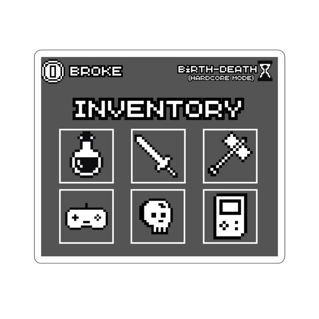 Retro Game Inventory Sticker, Glossy Vinyl Decal - Etsy