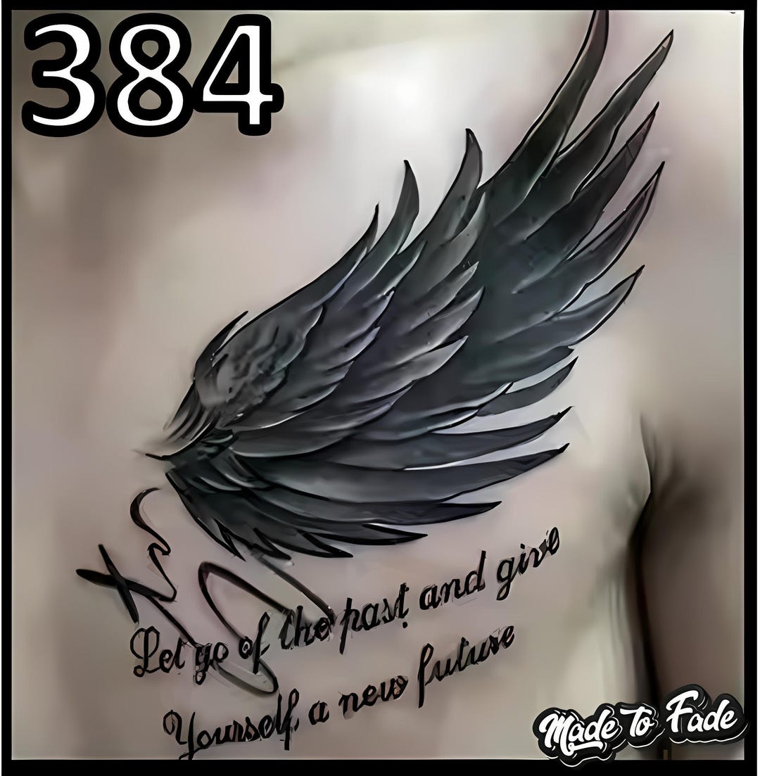 Semi-permanent Tattoo | Angel Wing Text Tattoo | Fake Tattoo | Wings ...