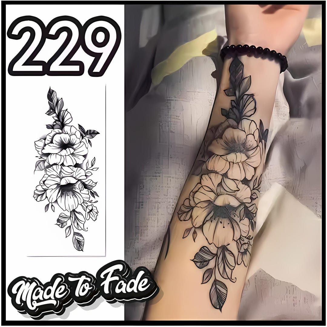 Floral Vine Temporary Tattoo, Elegant Arm Art for Men & Women, Semi ...