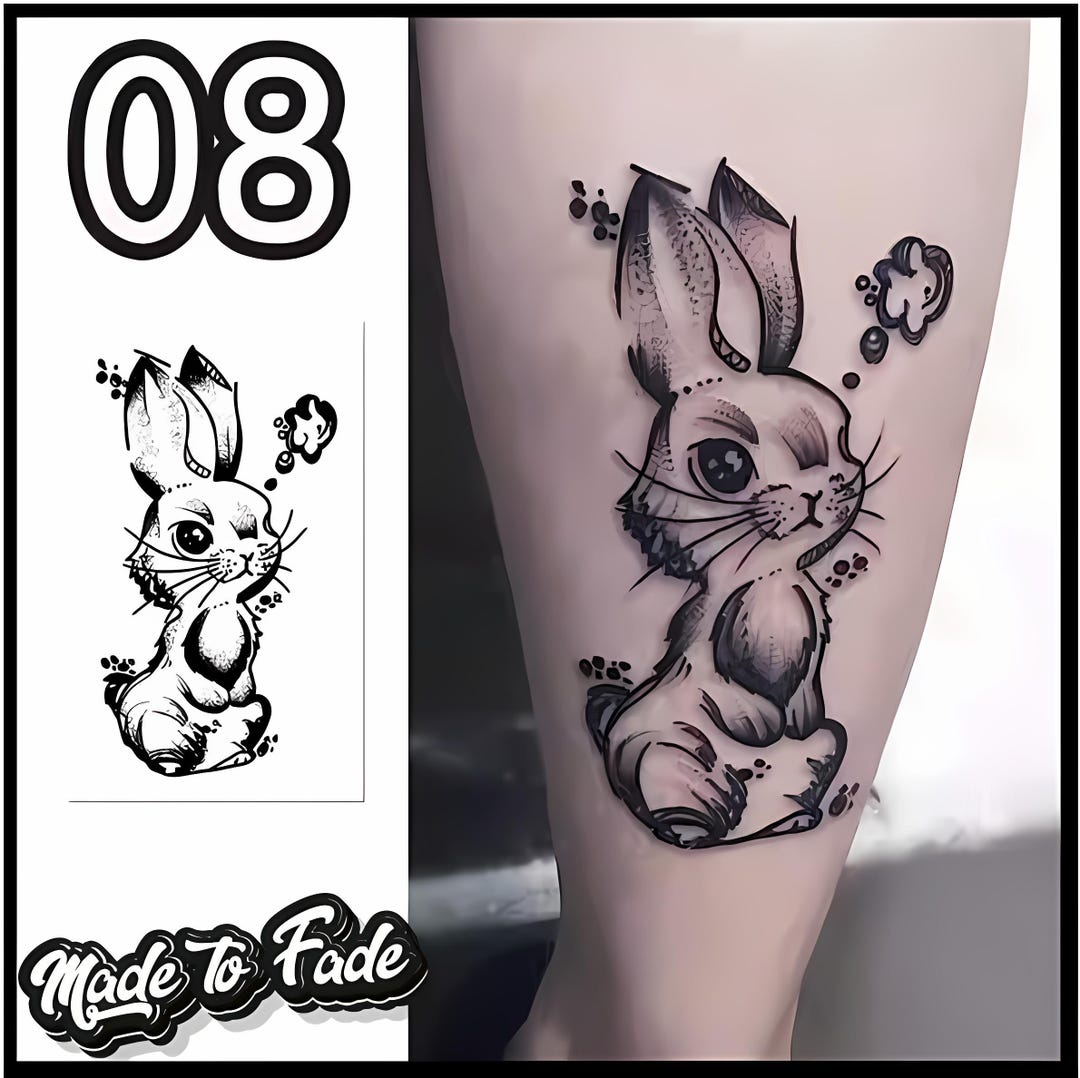 Semi-permanent Tattoo Bunny Rabbit Tattoo Small Tattoo Cartoon Tattoo ...