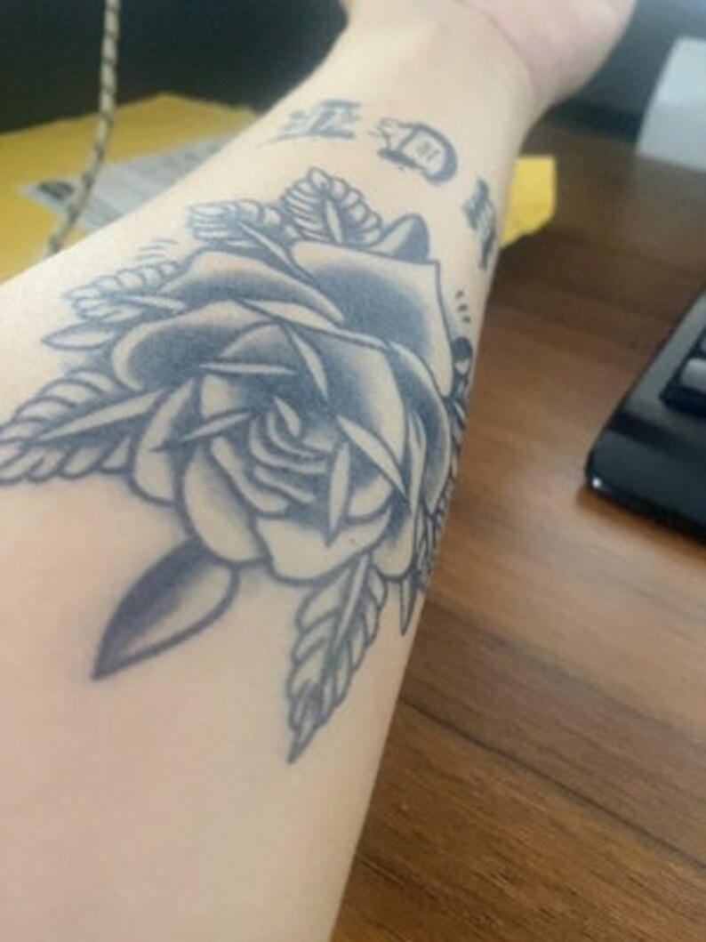 Snake and Rose Temporary Tattoo, Serpent Wrapped Around Floral, Arm ...
