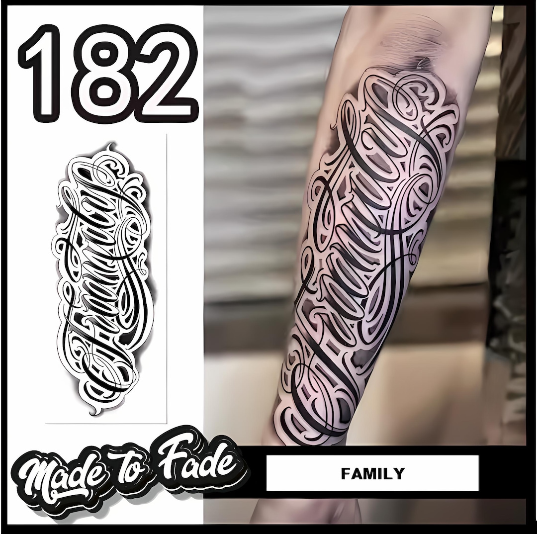 Text Arm Temporary Tattoo, Tattoo Fonts for Procreate, Script Lettering ...