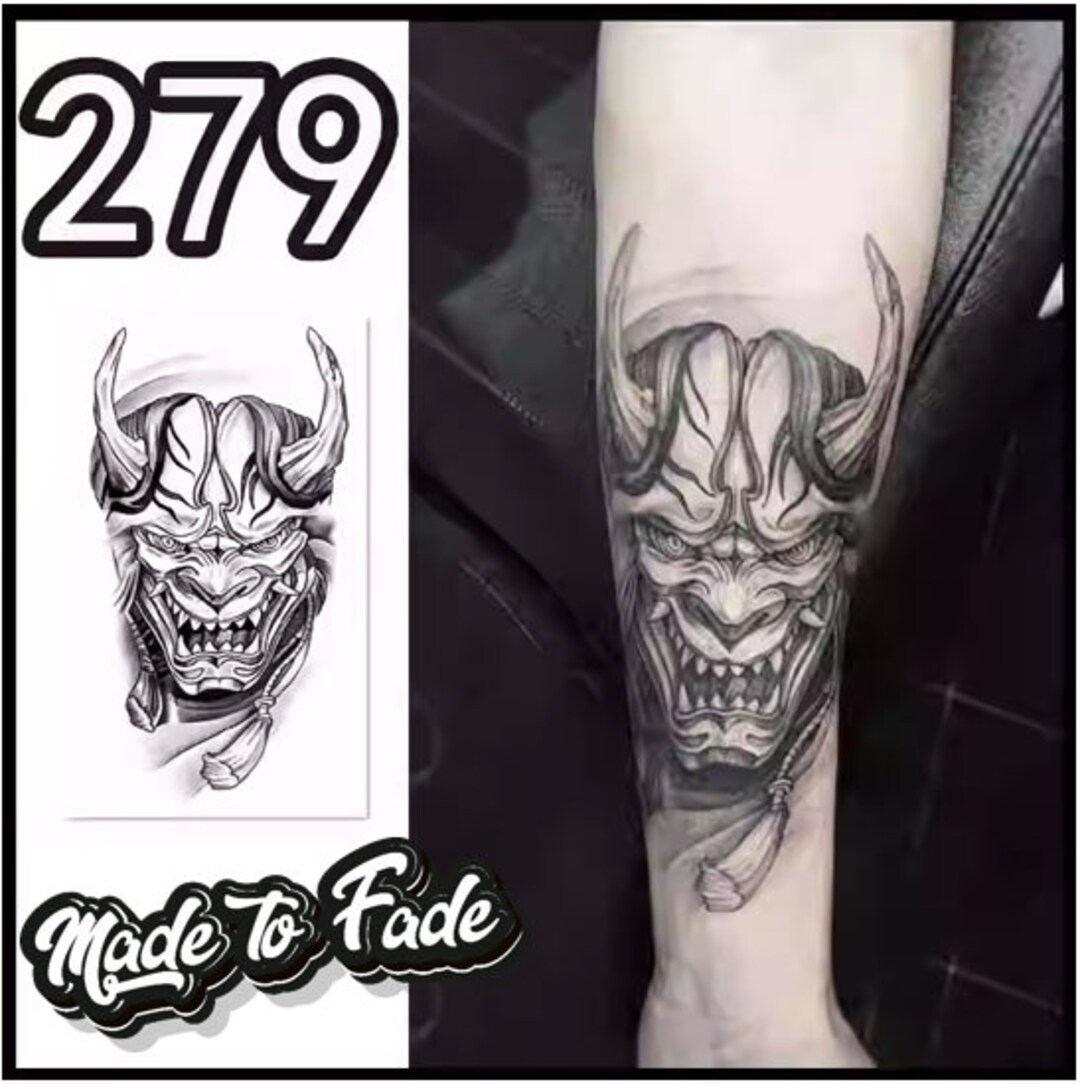 Oni Mask Temporary Tattoo, Demon Inspired Art for Arm or Leg Tattoos ...