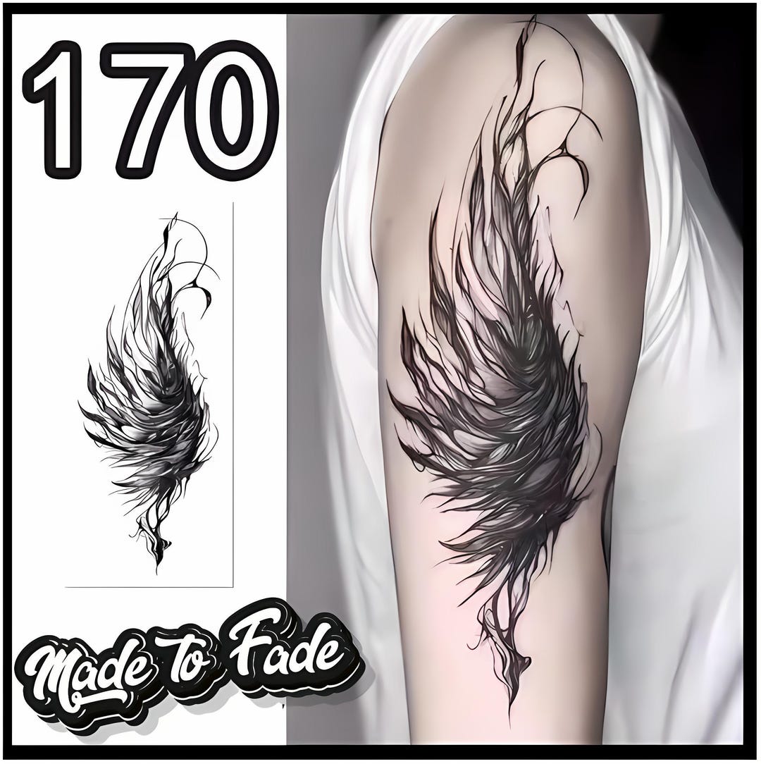 Feather Wing Temporary Tattoo, Feather Tattoo Flash Design, Procreate ...