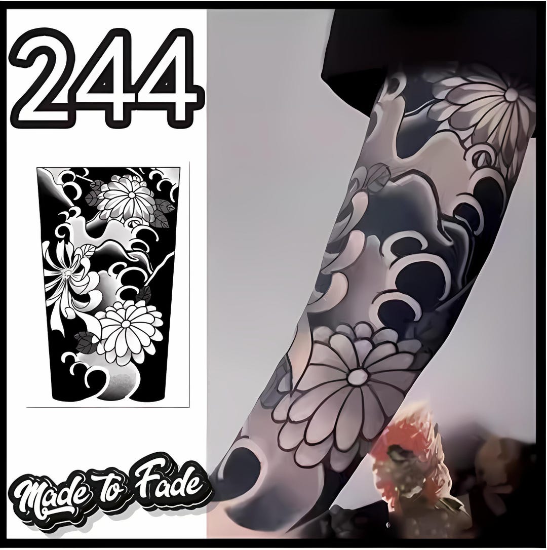 Semi-permanent Tattoo, Daisy Flower Water Wave, Non-reflective ...