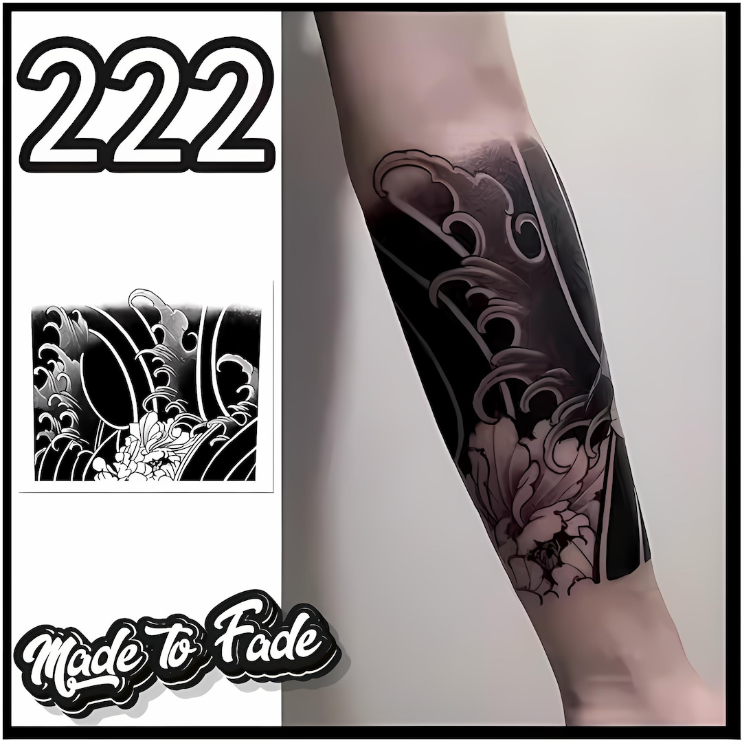 Japanese Wave Temporary Tattoo, Great Wave, Water, and Cloud Design ...