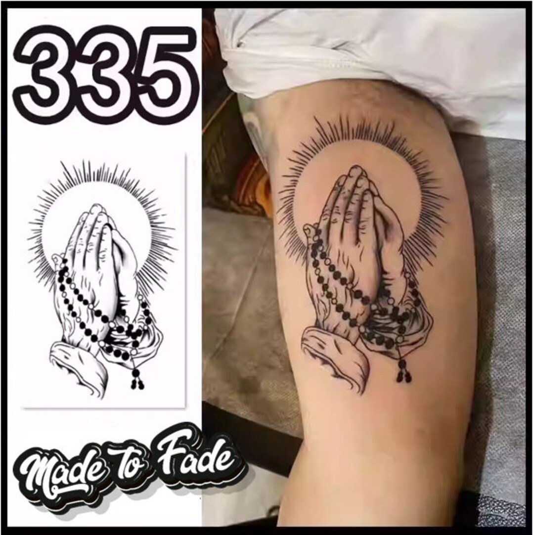 Semi-permanent Tattoo Religious Praying Hands Tattoo Cute Tattoo ...
