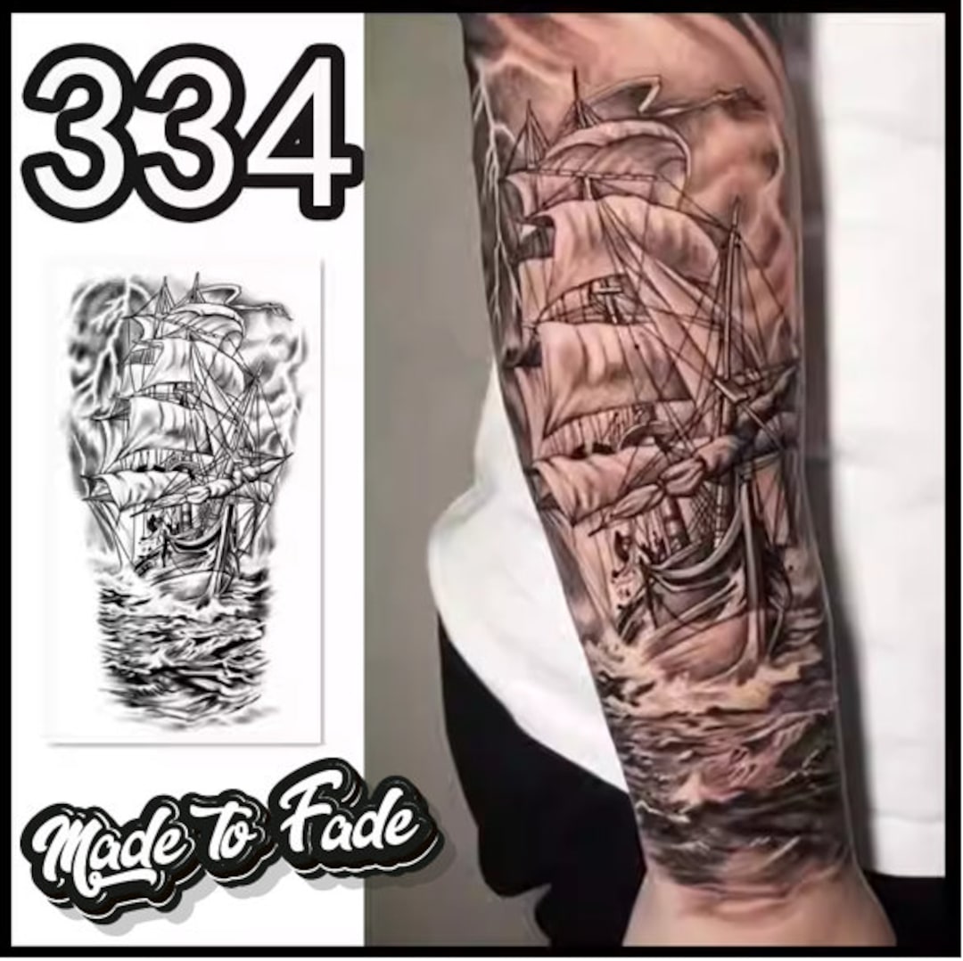 Semi-permanent Tattoo Pirate Ship Nautical Tattoo Cute Tattoo Temporary ...