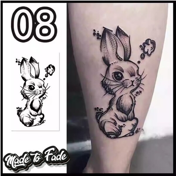 Small Bunny Temporary Tattoo - Etsy