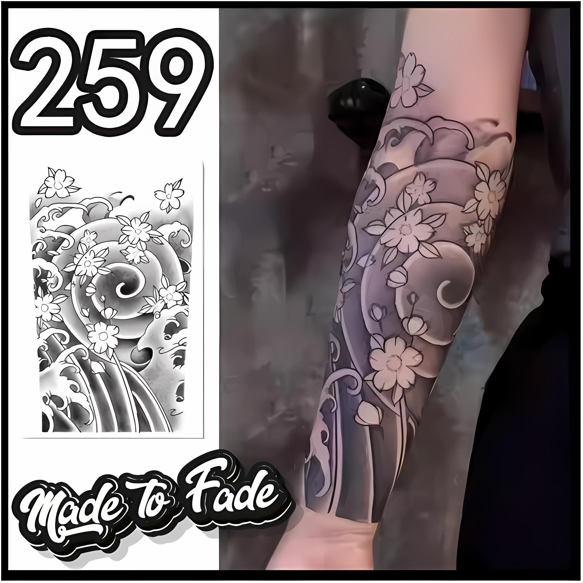 Cherry Blossom Wave Sleeve Temporary Tattoo, Semi Permanent Arm Tattoo ...