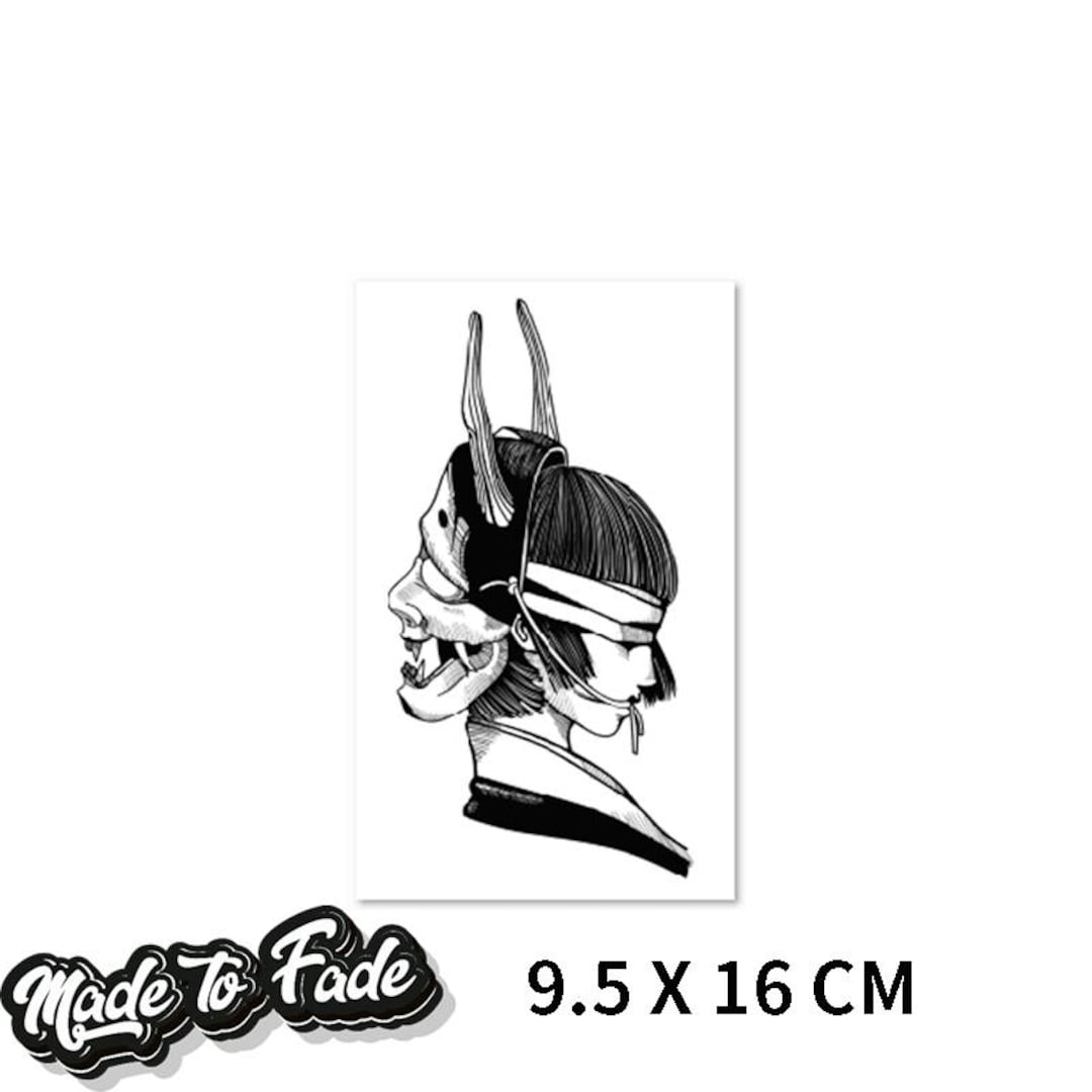 Semi-permanent Tattoo, Japanese Geisha Mask,realistic, Non-reflective ...