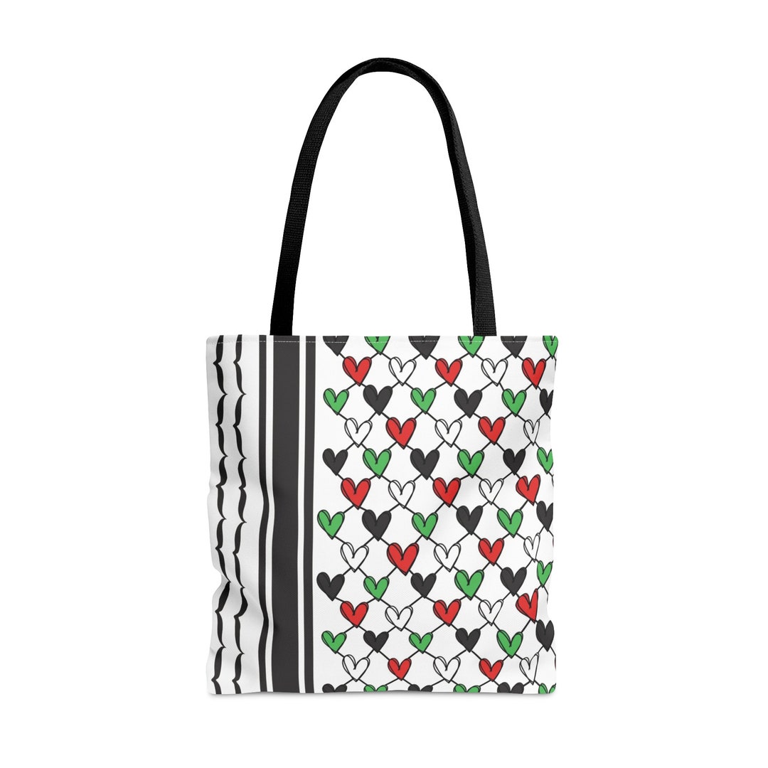 Palestine Tote Bag, Palestinian Flag Hearts - Etsy