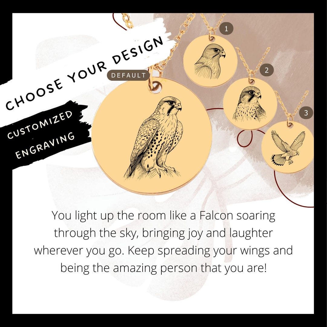 Custom Falcon Necklace • Peregrine Falcon Coin Charm • Falcon Lover ...