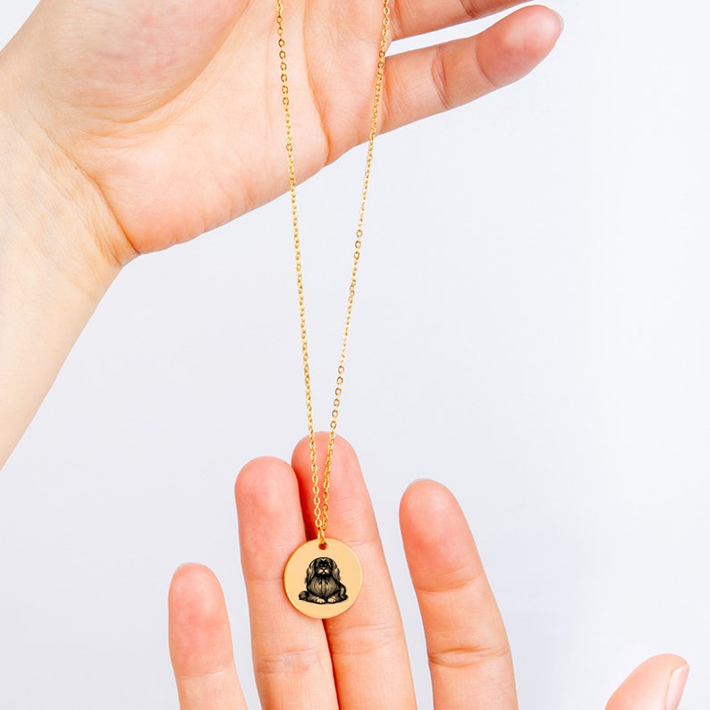 Custom Engraved Pekingese Necklace • Stainless Steel Coin Charm - Etsy