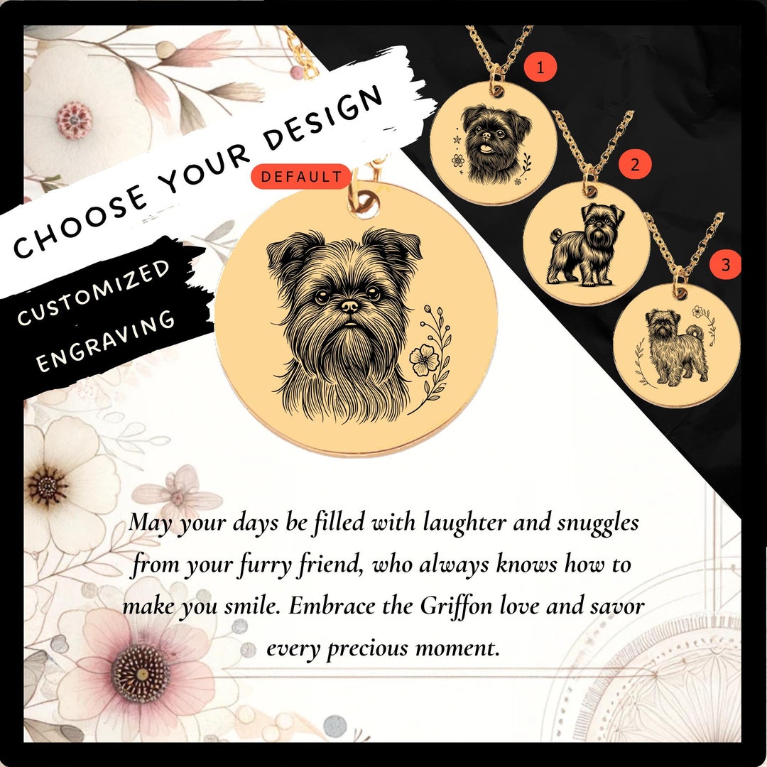 Custom Griffon Necklace•engraved Brussels Griffon Coin Charm•griffon ...