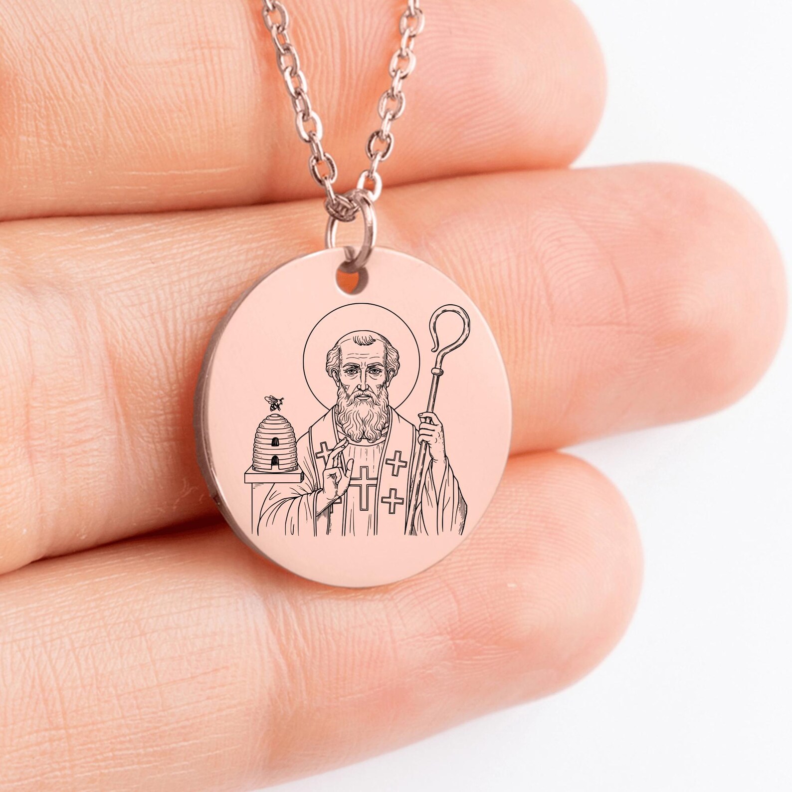 Custom Engraved Saint Ambrose Necklace • Catholic Confirmation Gift - Etsy