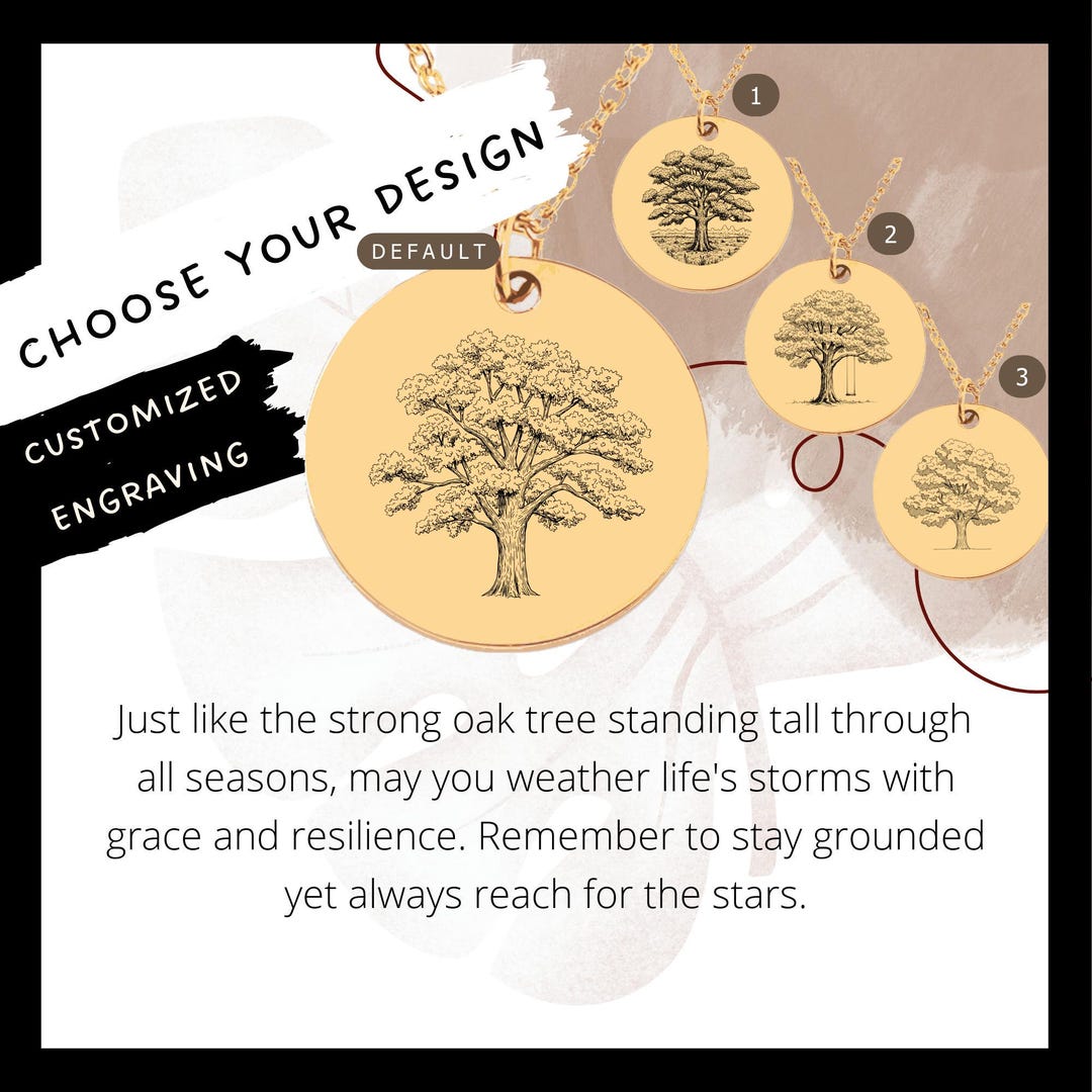 Custom Oak Tree Necklace • Oak Tree Coin Charm • Oak Tree Lover Gift ...