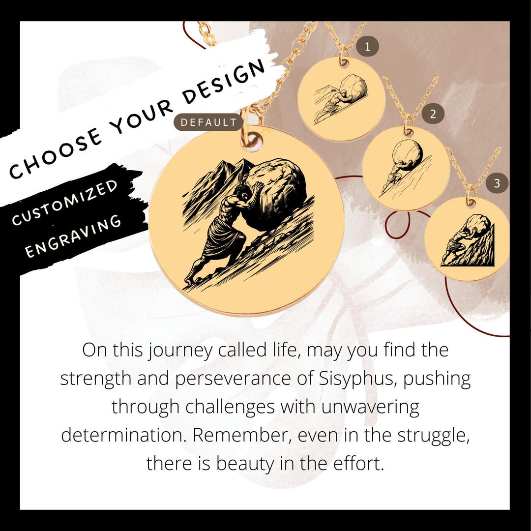 Custom Sisyphus Necklace • Engraved Sisyphus Coin Charm • Greek ...