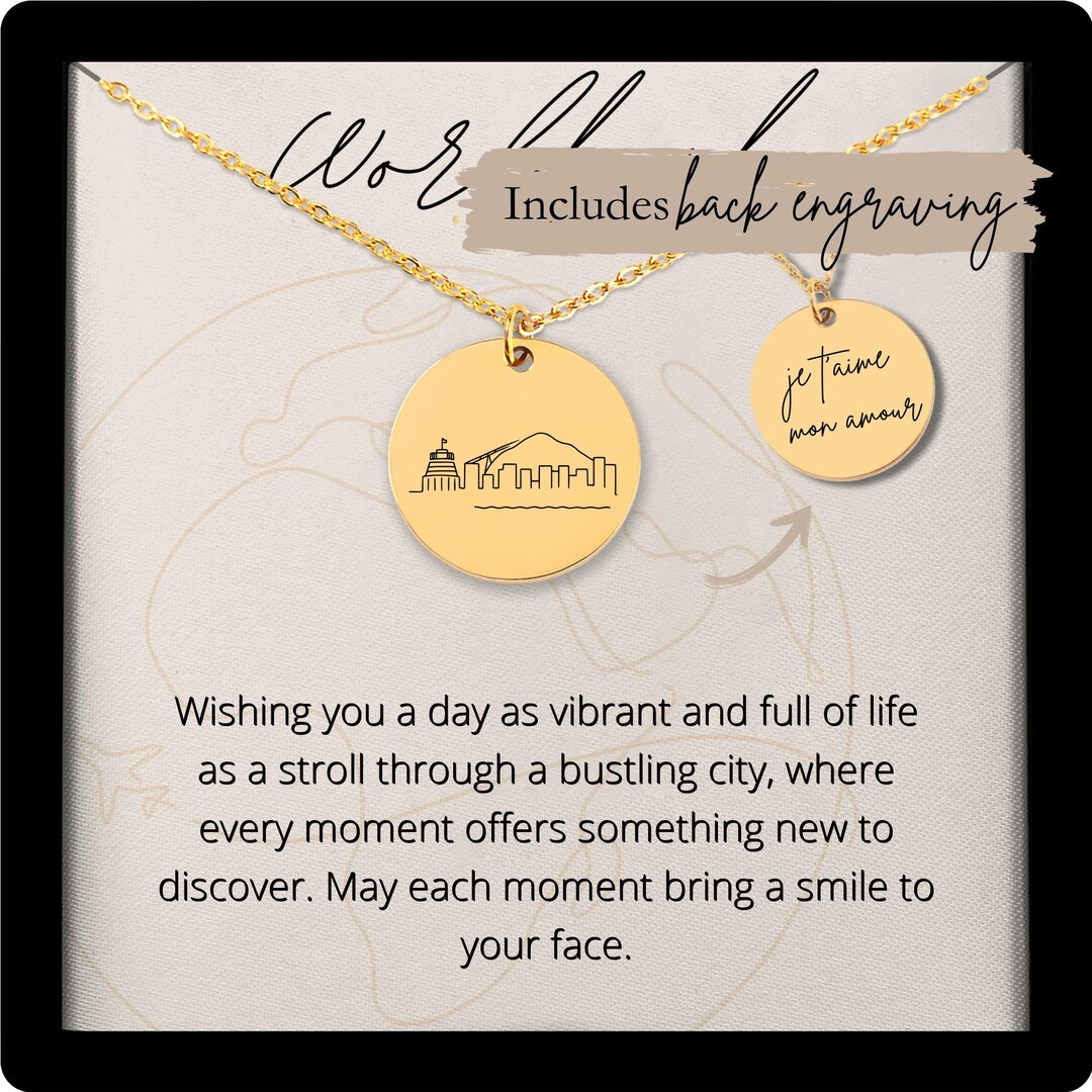 Custom Engraved Wellington Skyline Necklace • Personalized Travel Gift ...