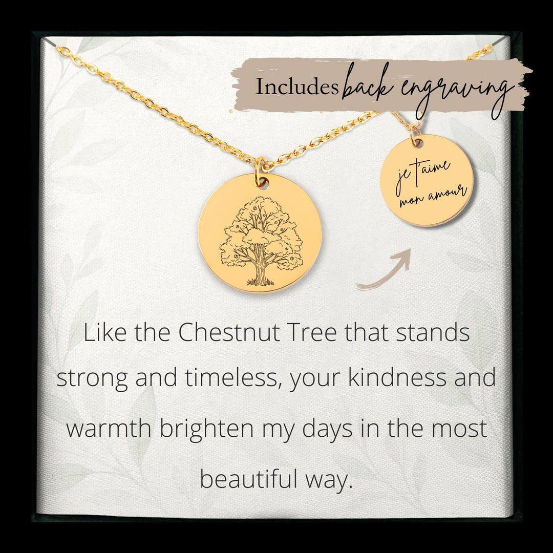 Custom Engraved Chestnut Tree Necklace • Personalized Stainless Steel ...