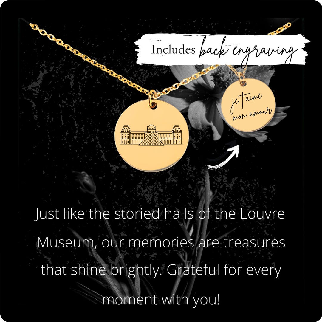 Custom Louvre Museum Necklace • Engraved Louvre Coin Charm • Louvre ...