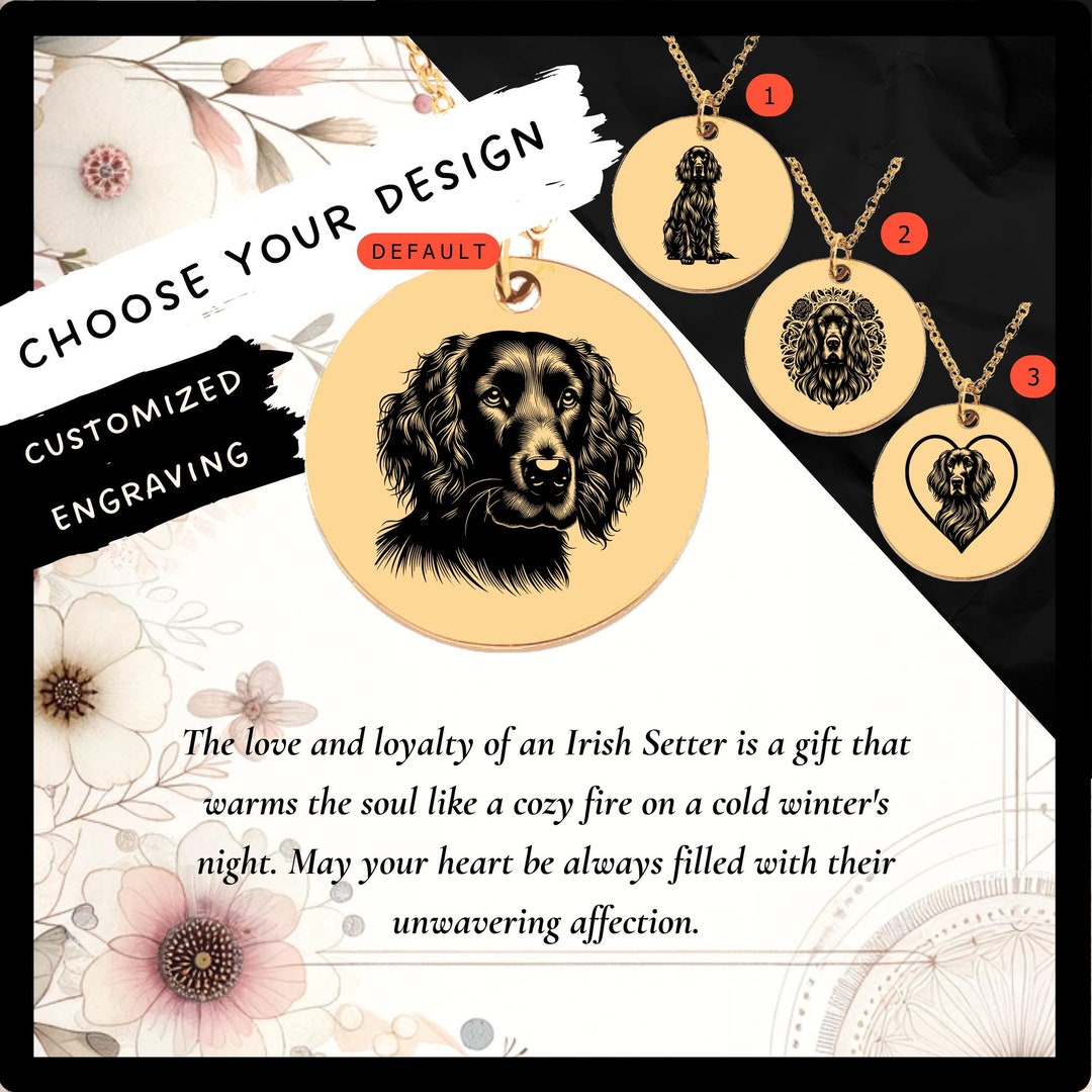 Custom Irish Setter Necklace Engraved Irish Setter Charm Irish Setter ...