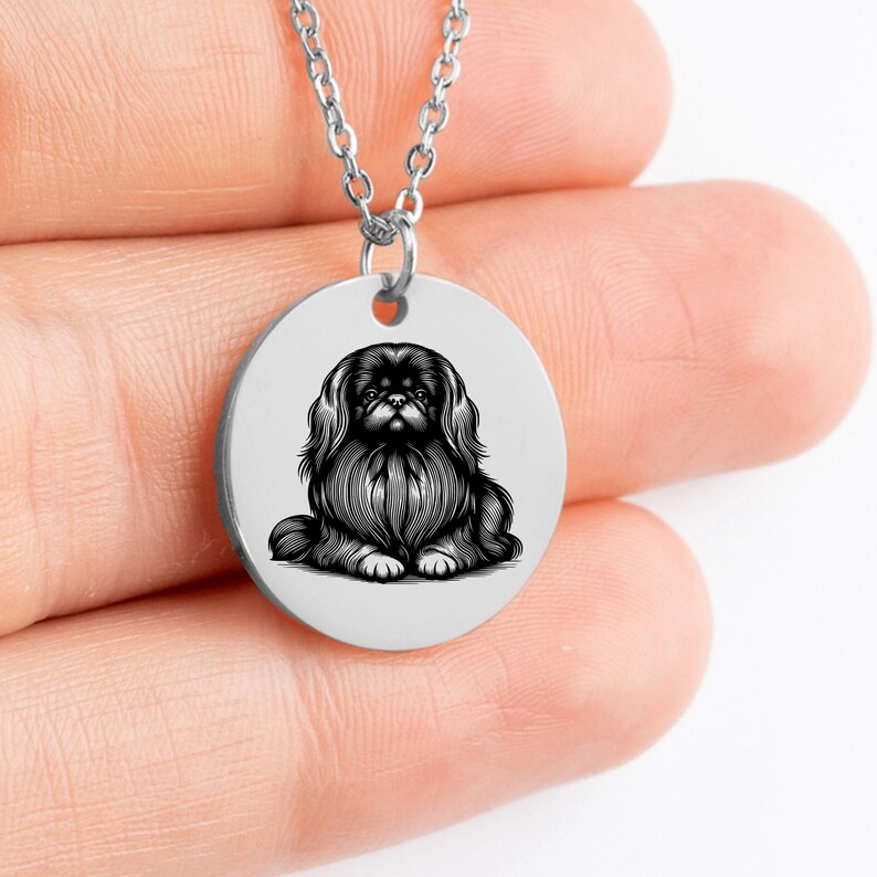 Custom Engraved Pekingese Necklace • Stainless Steel Coin Charm - Etsy