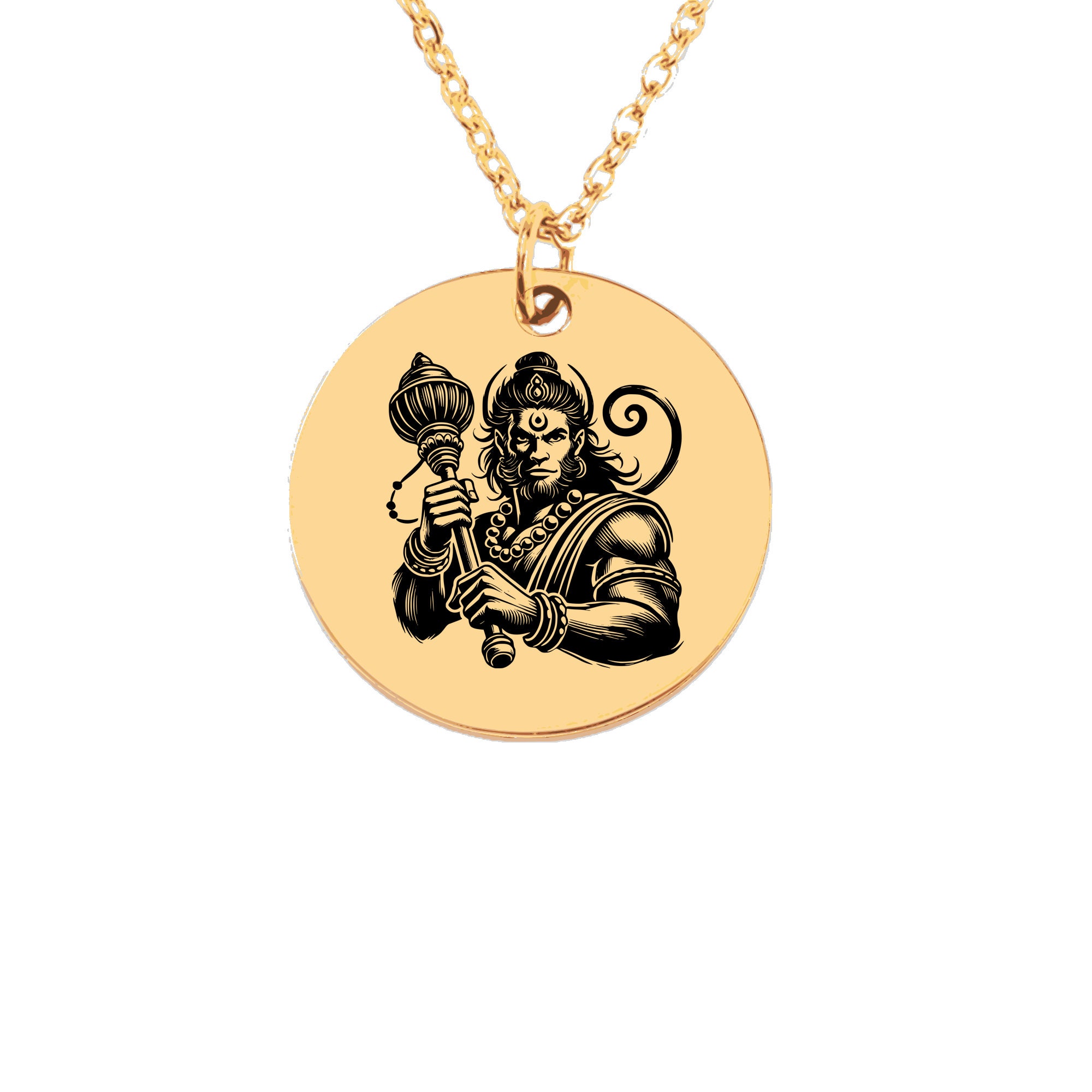 Custom Hanuman Necklace Engraved Monkey God Charm Hindu Deity Gift ...