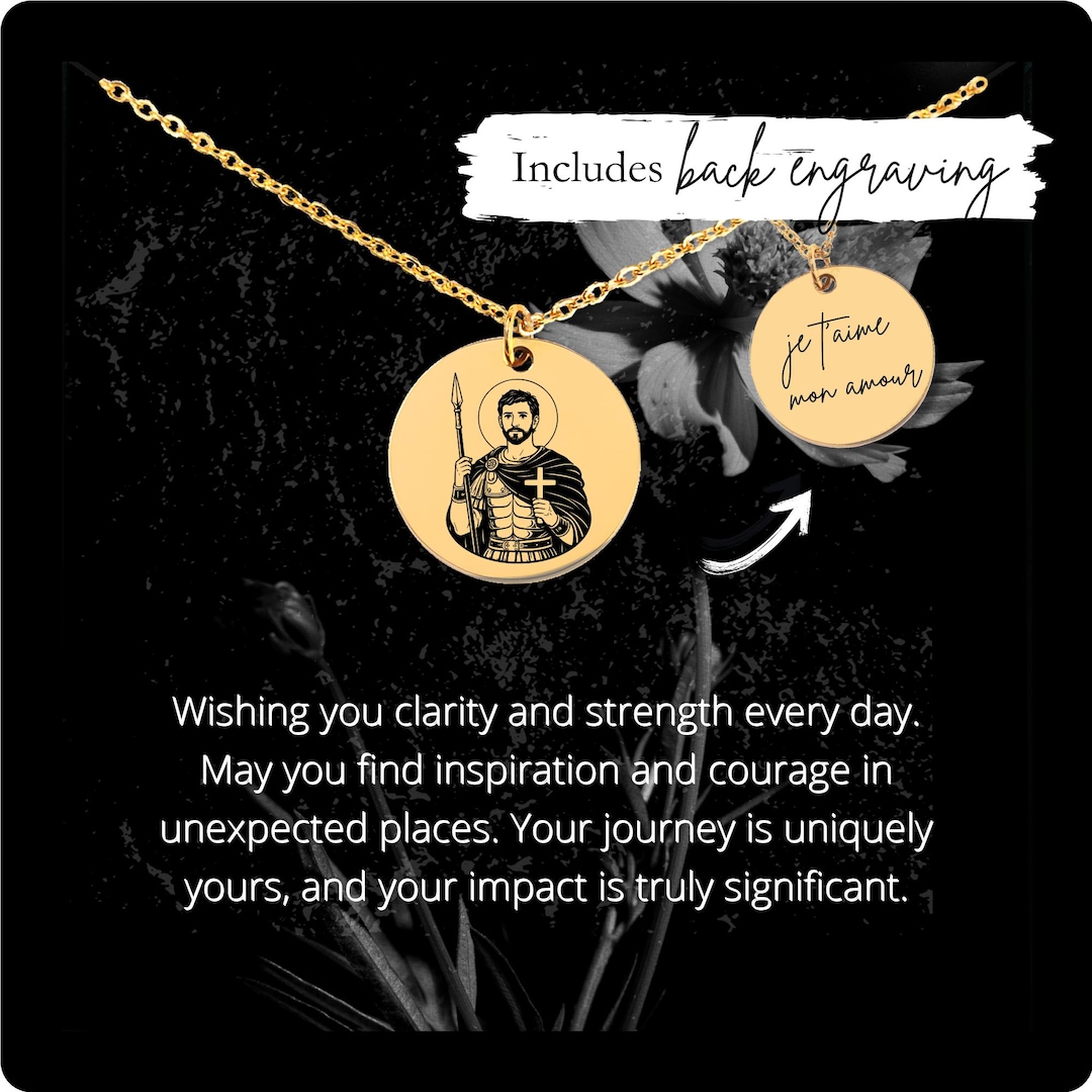 Custom St Longinus Necklace • Personalized Engraved Patron Saint Charm ...