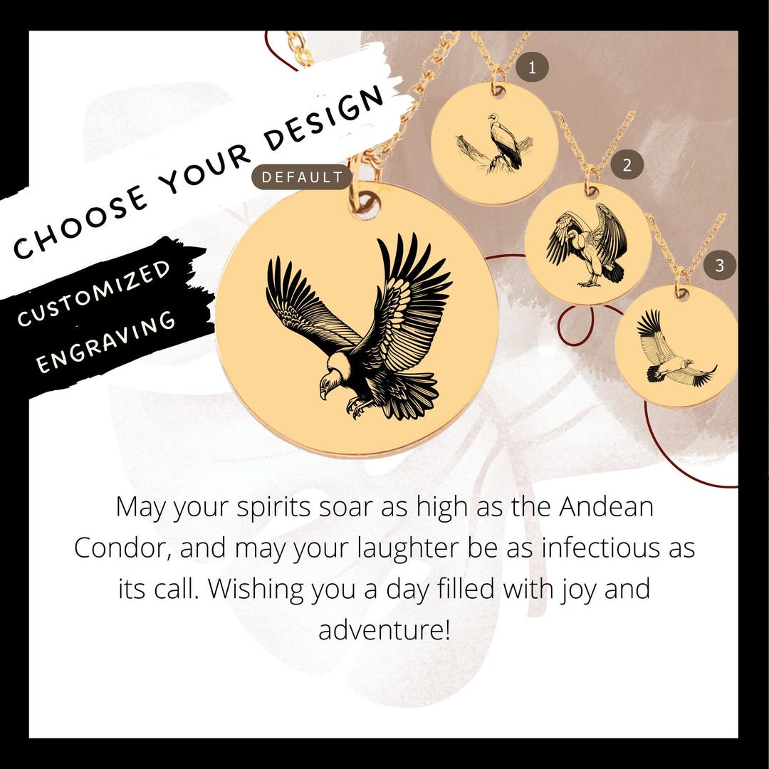 Custom Andean Condor Necklace • Engraved Condor Coin Charm • Andean ...