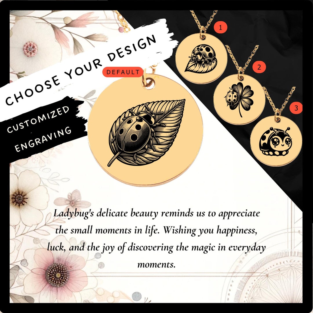 Custom Ladybug Necklace Good Luck Charm Ladybug Gift Engraved Ladybug ...