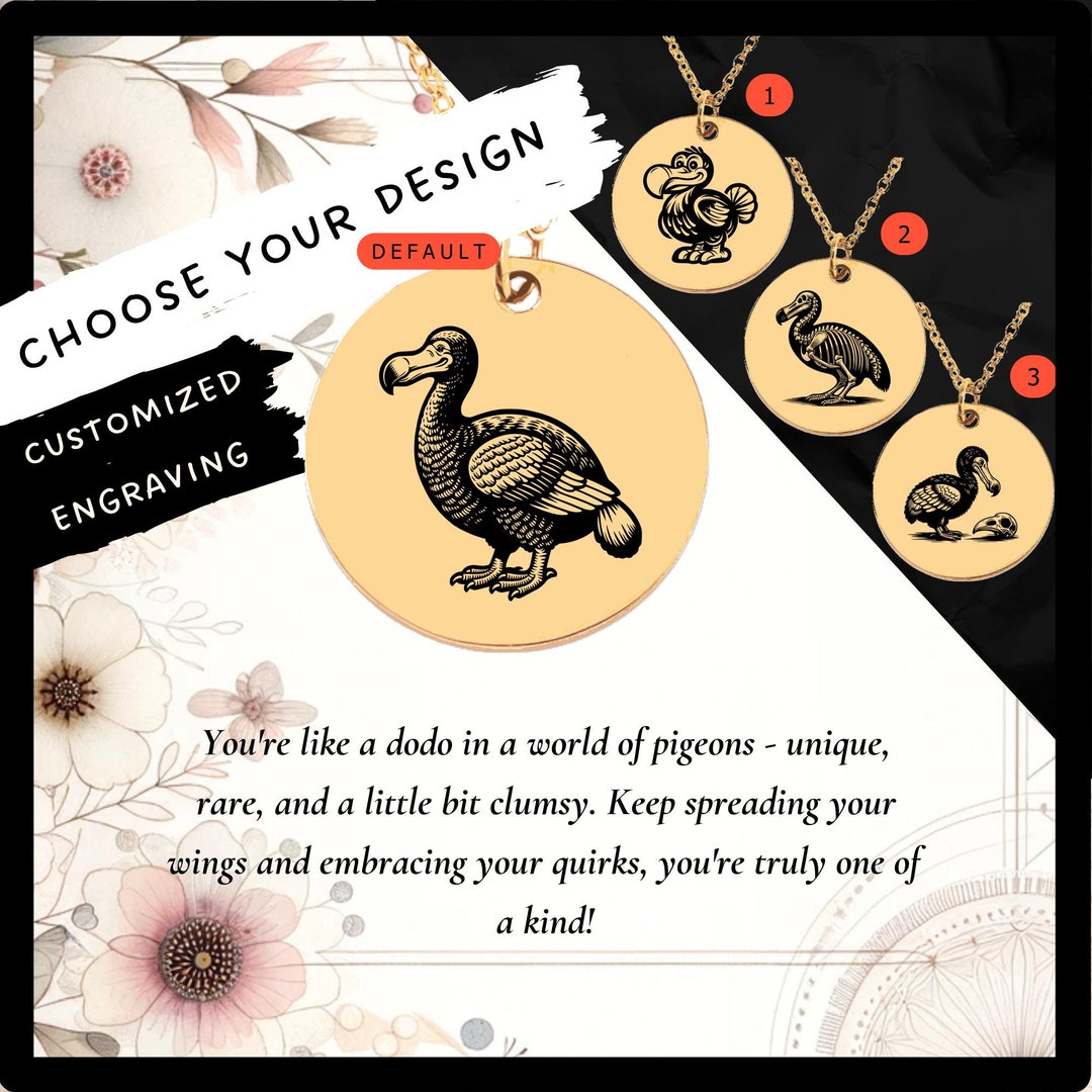 Custom Dodo Bird Necklace Dodo Coin Charm Dodo Lover Gift Dodo Bird ...
