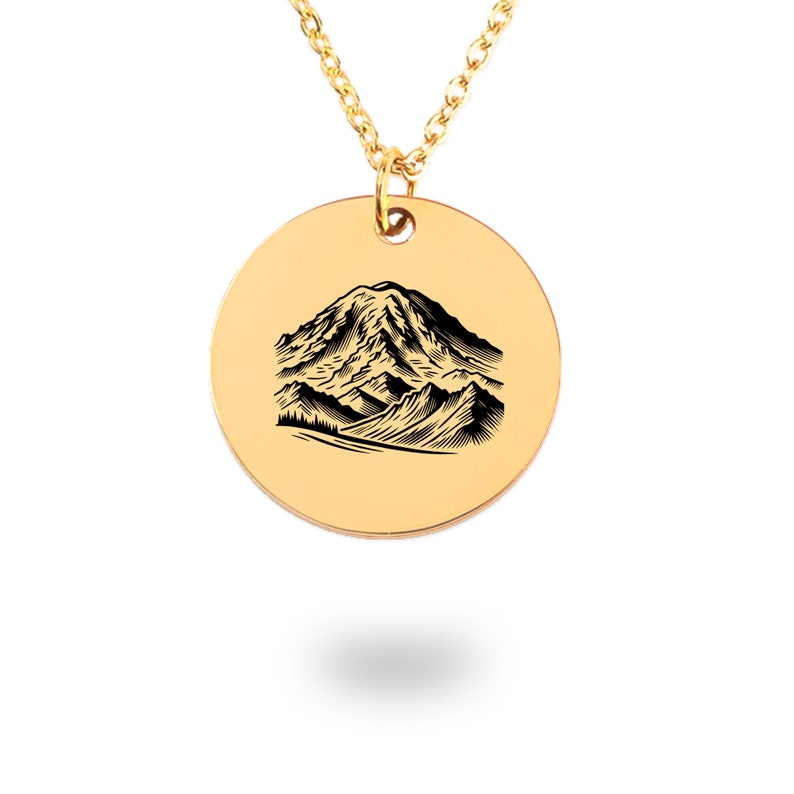 Custom Mount Rainier Necklace Engraved Rainier Mountain Charm Hiking ...