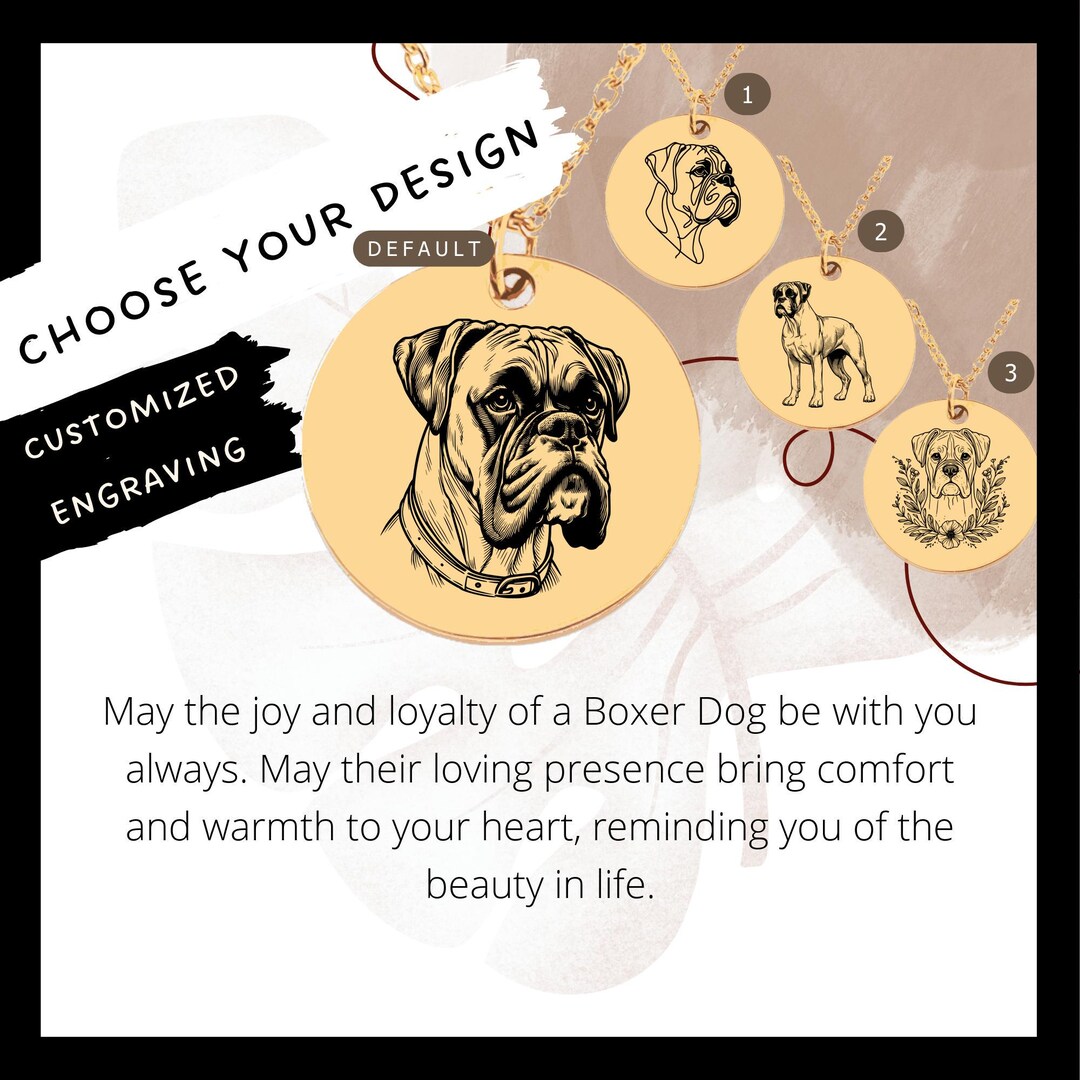 Custom Boxer Necklace • Engraved Boxer Dog Charm • Boxer Gift• Boxer ...