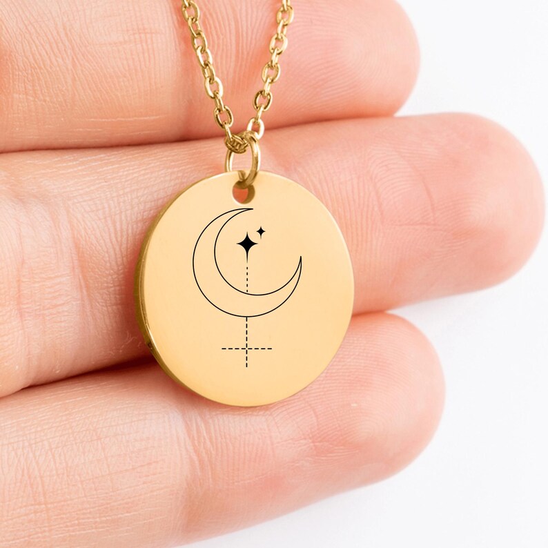 Collar con el símbolo de Lilith grabado a medida • Dije de moneda de ...