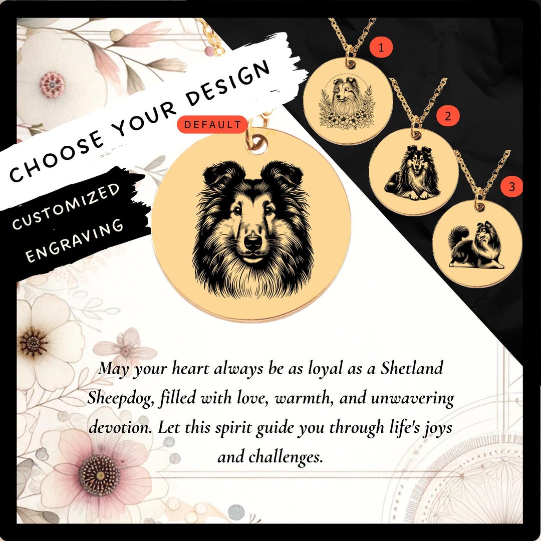 Custom Shetland Sheepdog Necklace • Engraved Sheltie Charm • Sheltie ...