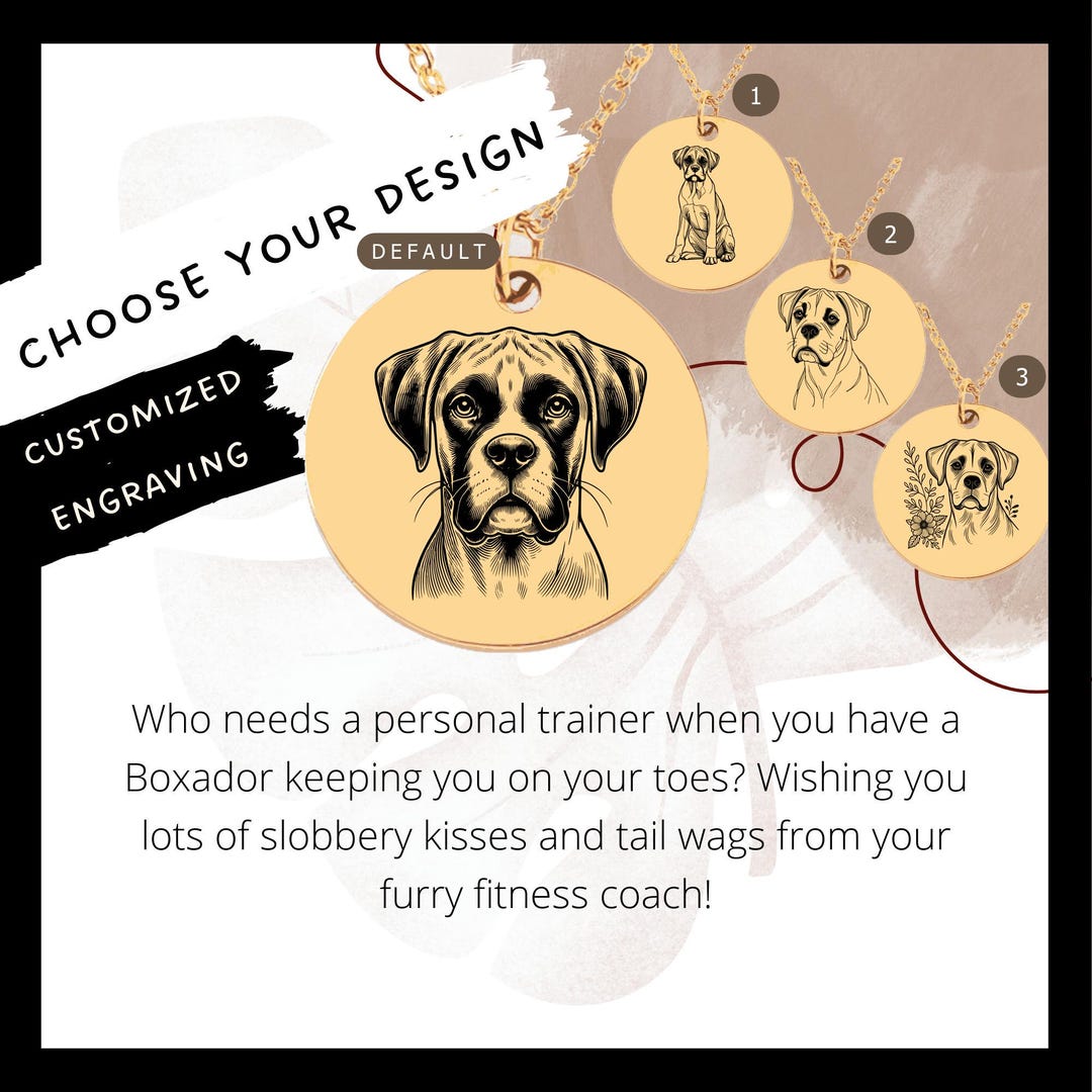 Custom Boxador Necklace • Engraved Boxer Coin Charm • Dog Lover Gift ...