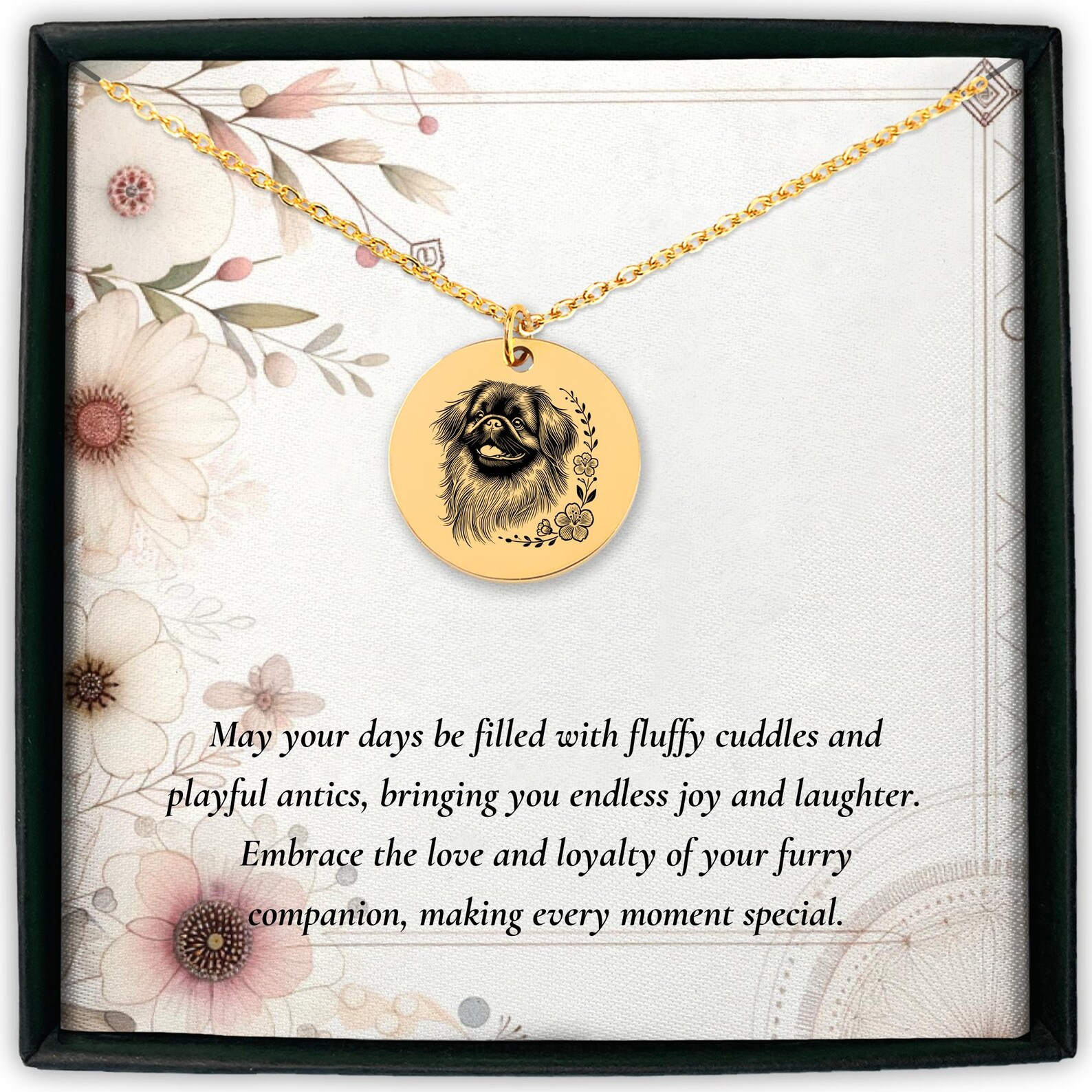 Custom Engraved Pekingese Necklace • Stainless Steel Coin Charm - Etsy