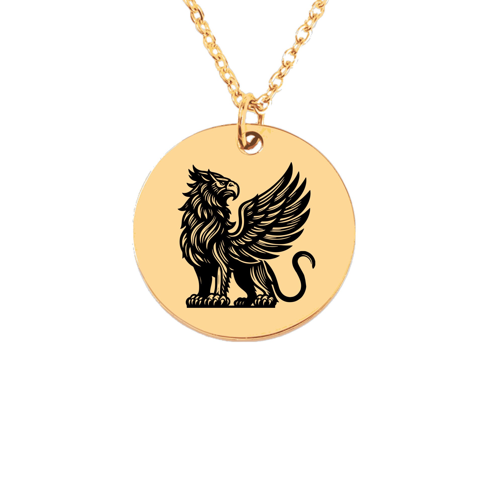 Custom Griffin Necklace Engraved Griffin Coin Charm Mythology Lover ...