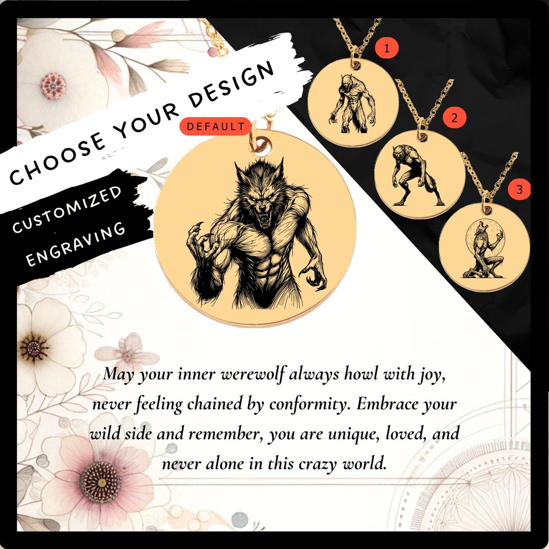 Custom Werewolf Necklace • Werewolf Coin Charm • Werewolf Lover Gift ...