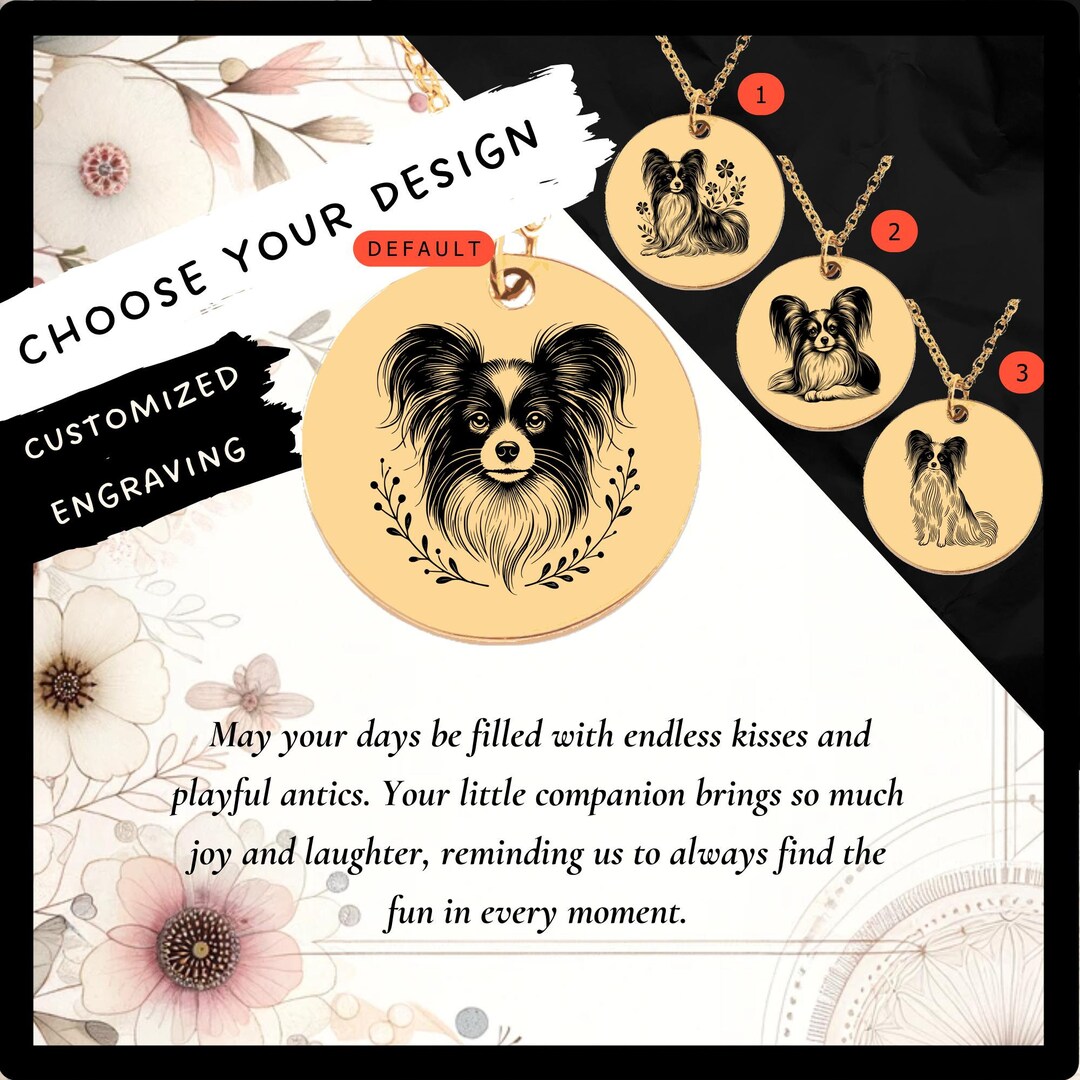 Custom Papillon Necklace • Engraved Papillon Coin Charm • Papillon ...