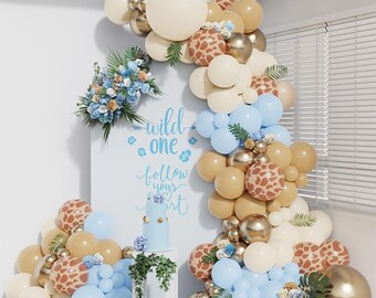 135pcs Giraffe Print Balloon Garland Arch Kit Jungle Safari Animal ...