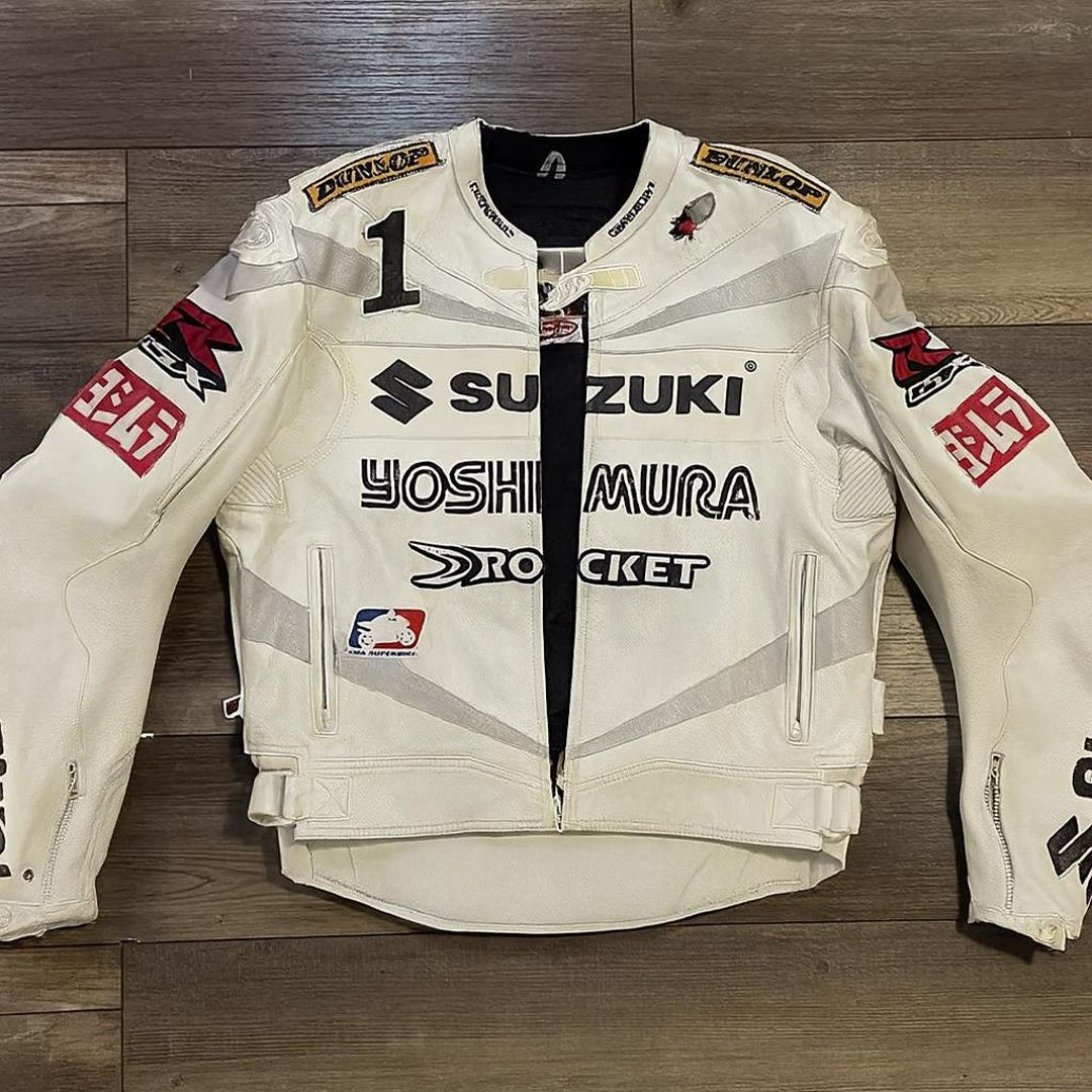 Handmade Suzuki Yoshimura Racing Leather Jacket: CE Protection Biker ...