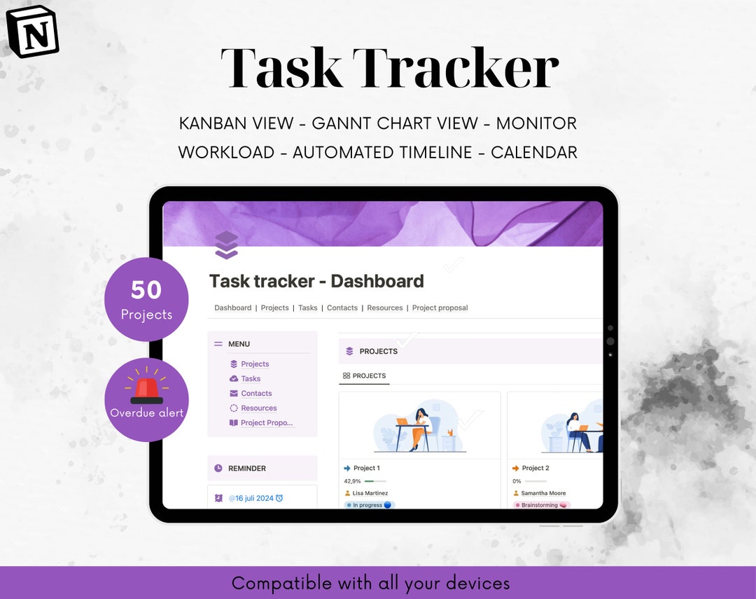 Notion task tracker template Aesthetic Notion template Gantt-diagram ...