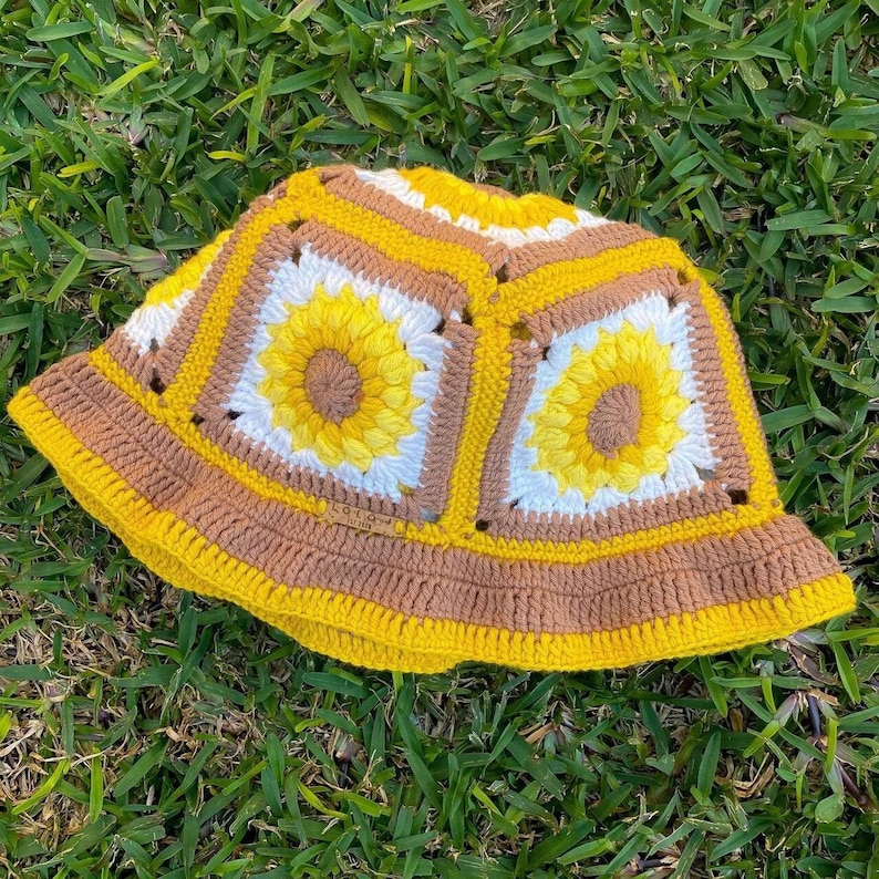 Sunflower Crochet Bucket Hat - Etsy