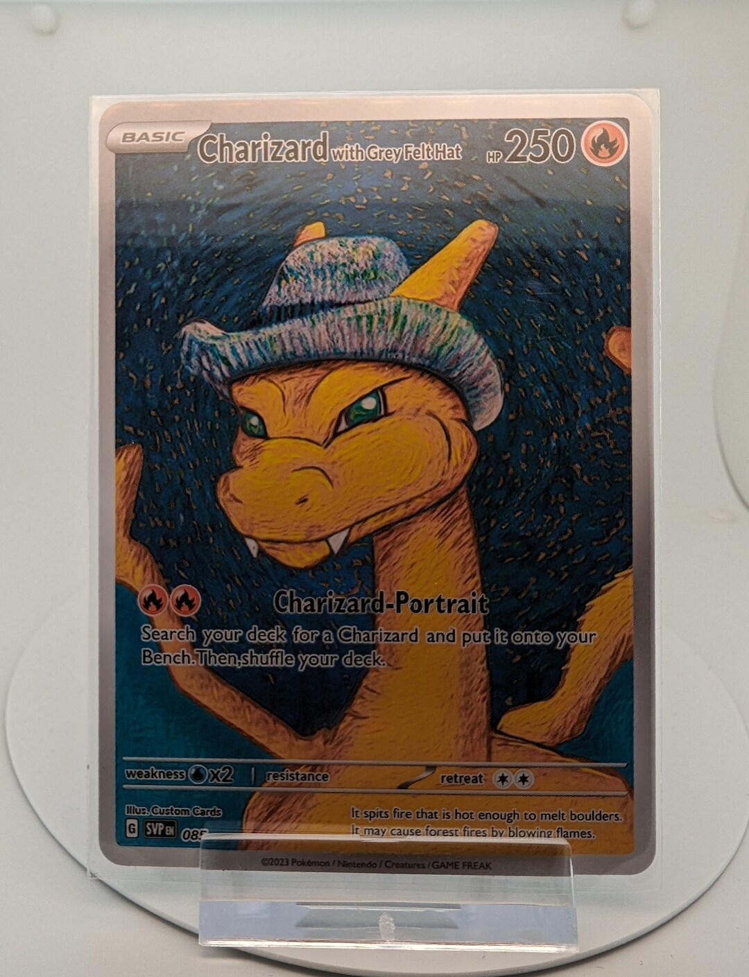 Charizard With Gray Felt Hat Van Gogh Pokemon Custom Fancard - Etsy