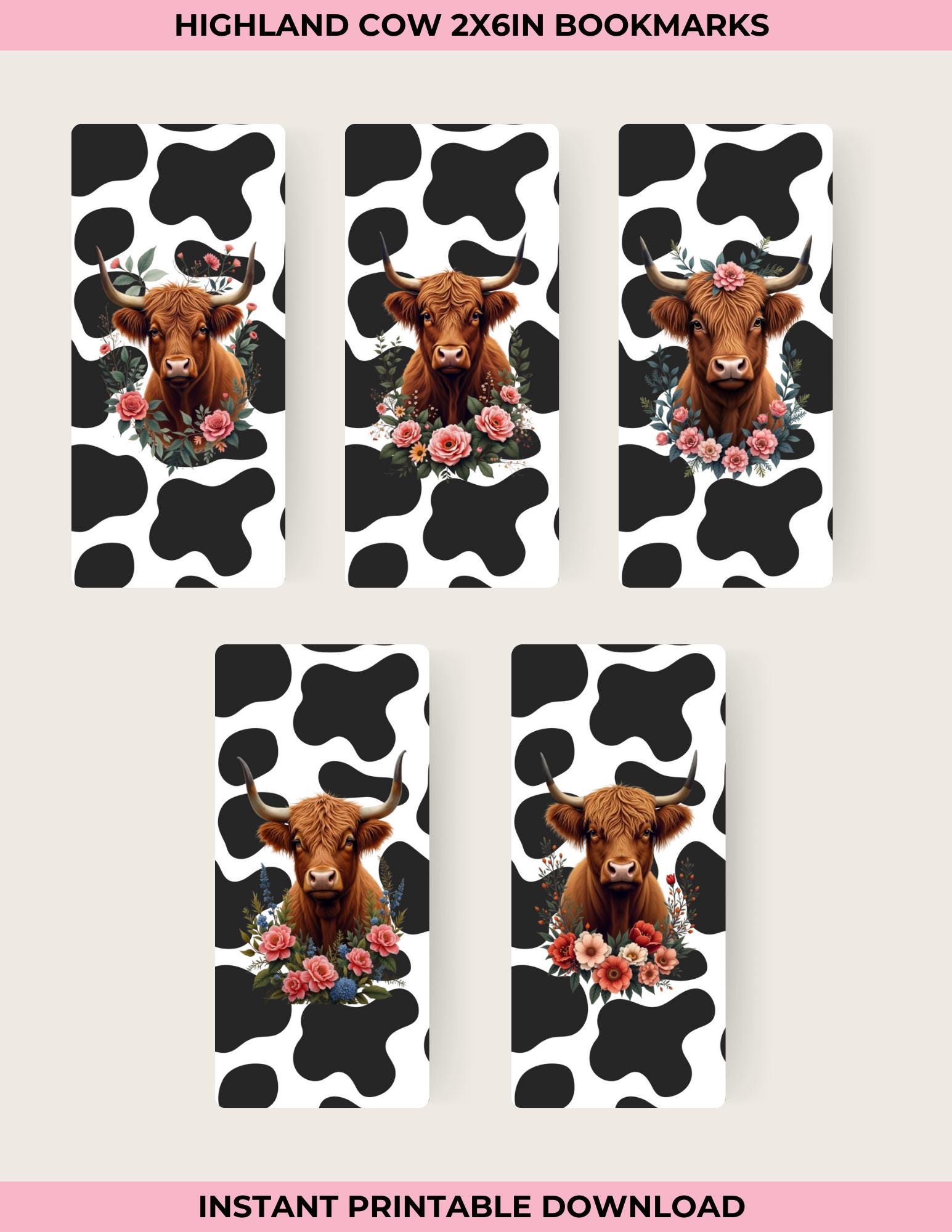 Highlands Cows Bookmark Set | Printable Farm Animal Bookmarks | Rustic ...
