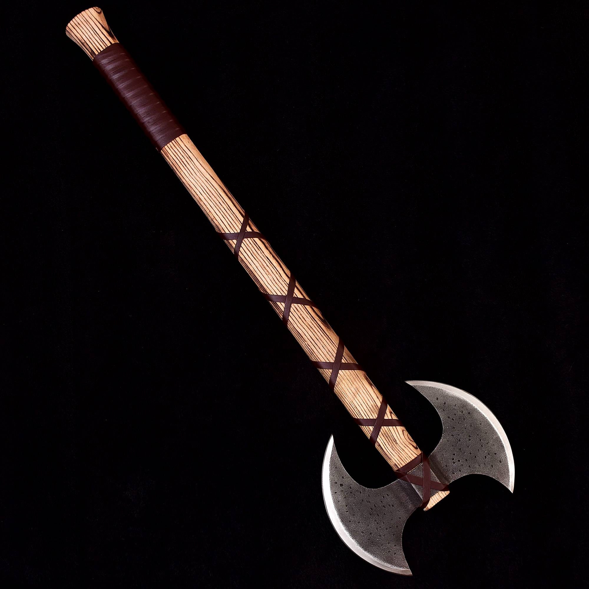 Handmade Carbon Steel Double Headed Axe With Leather Sheath, Axe ...