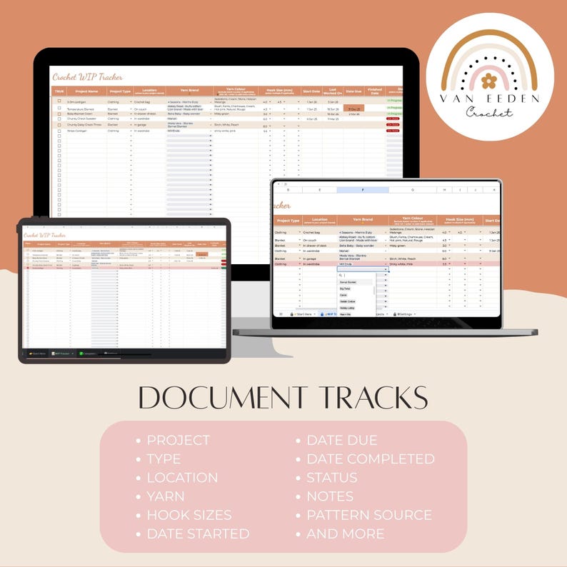 Crochet WIP Tracker | Work in Progress | Digital Crochet Tracker | Yarn ...