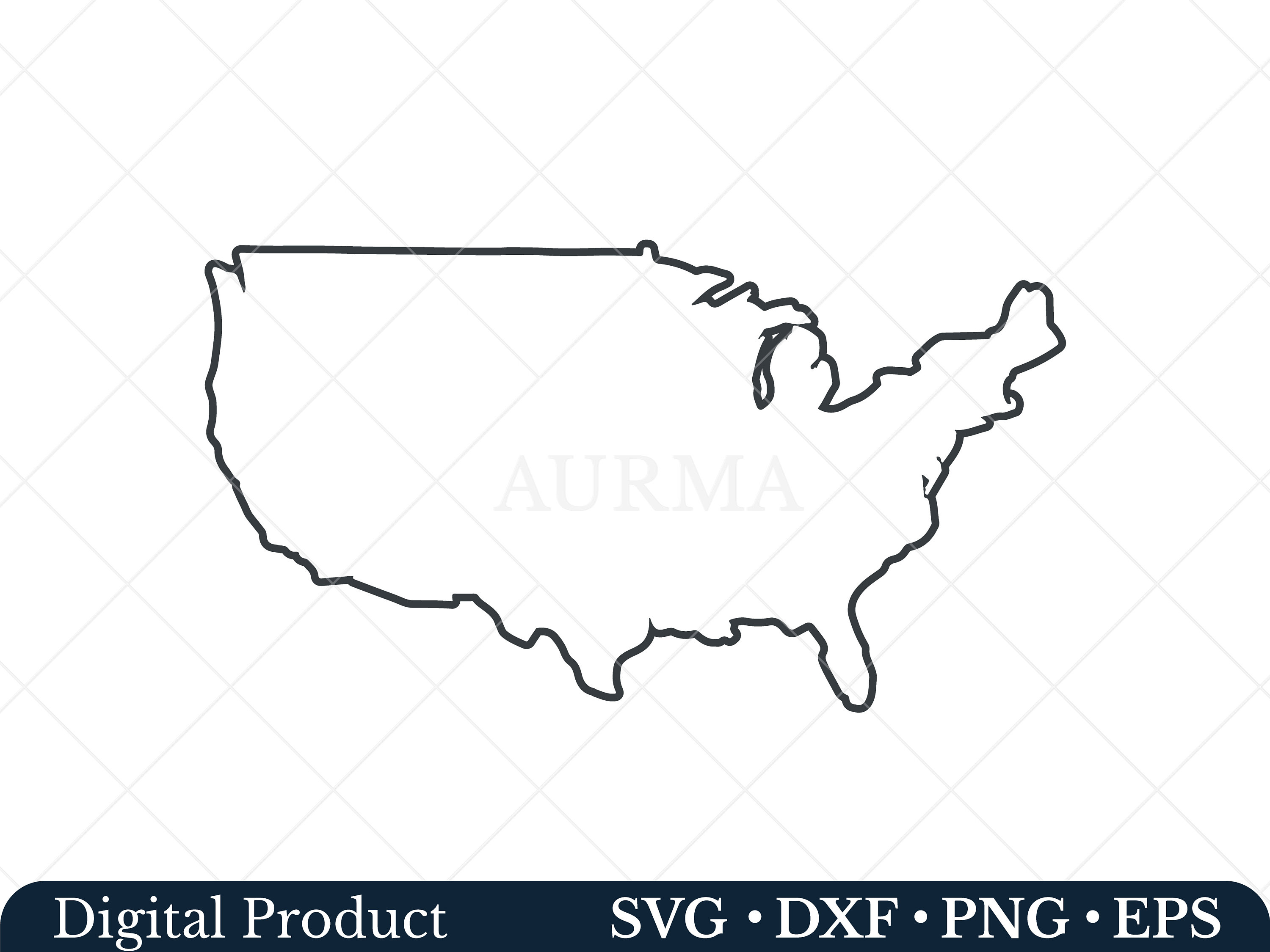 US Map Svg, Contiguous States Map Svg, Outline US Map Clipart ...